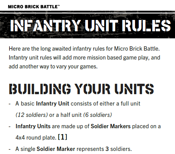 Infantry Unit Rules – Micro Brick Battle